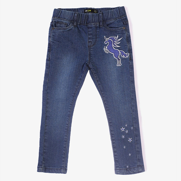Buy Light Blue Horse Embroidered Jeans For Girls - Shopier ₨945.00